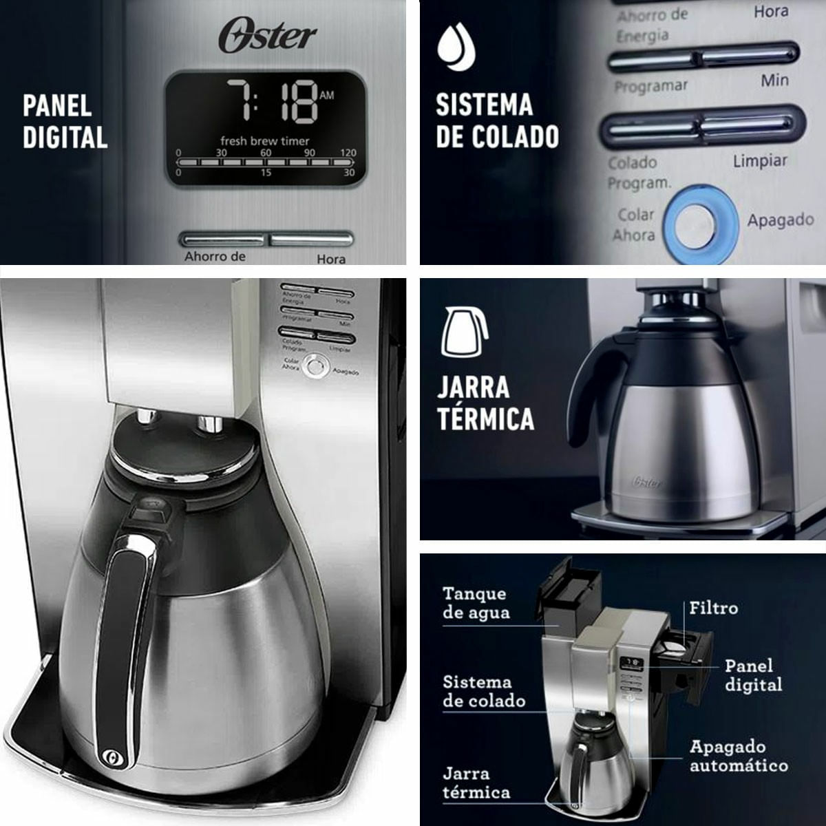 Cafetera de filtro Oster Gourmet Programable Jarra Termica - Vstore
